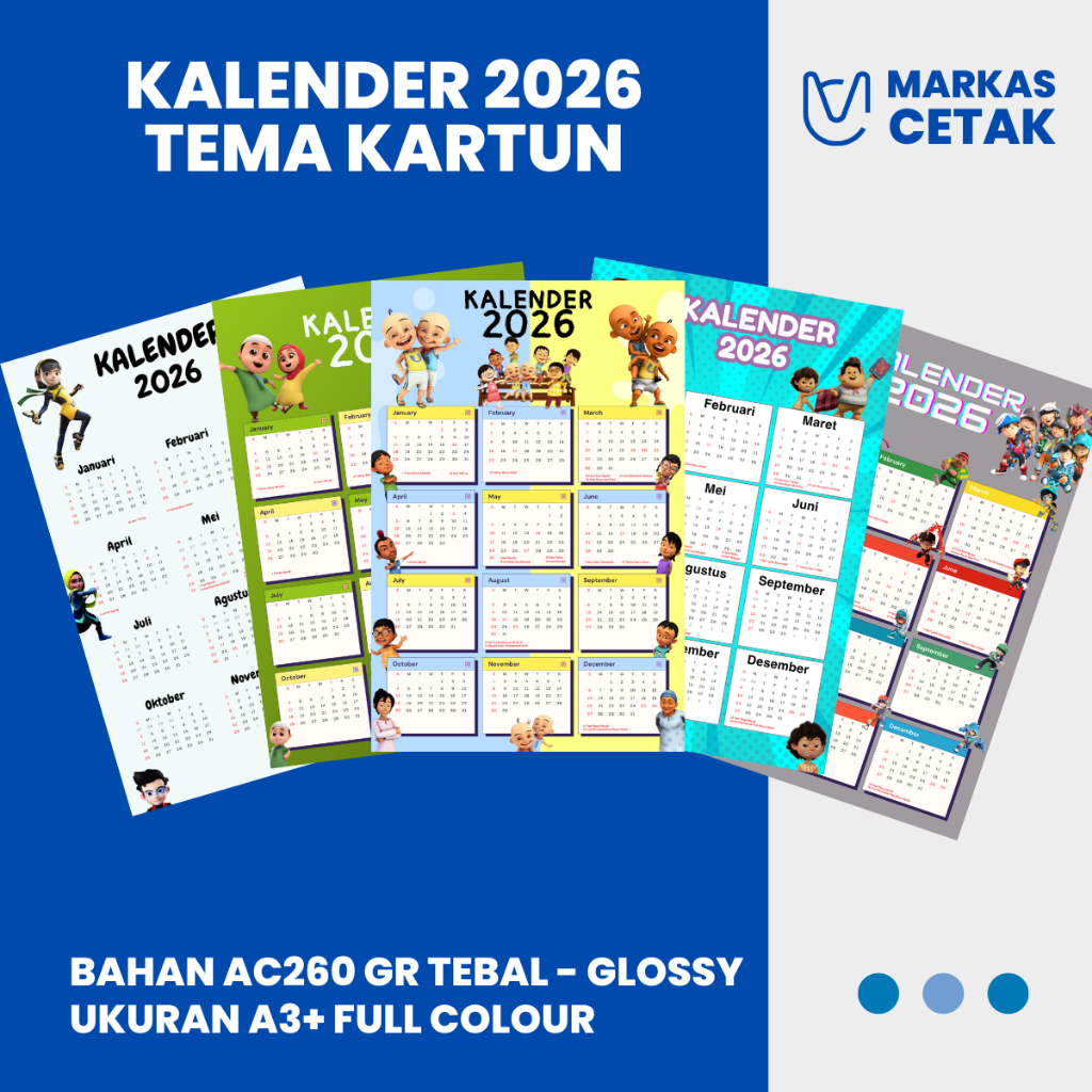 Jual Kalender Poster KARTUN - Kalender dinding TEMA KARTUN 2026 ...
