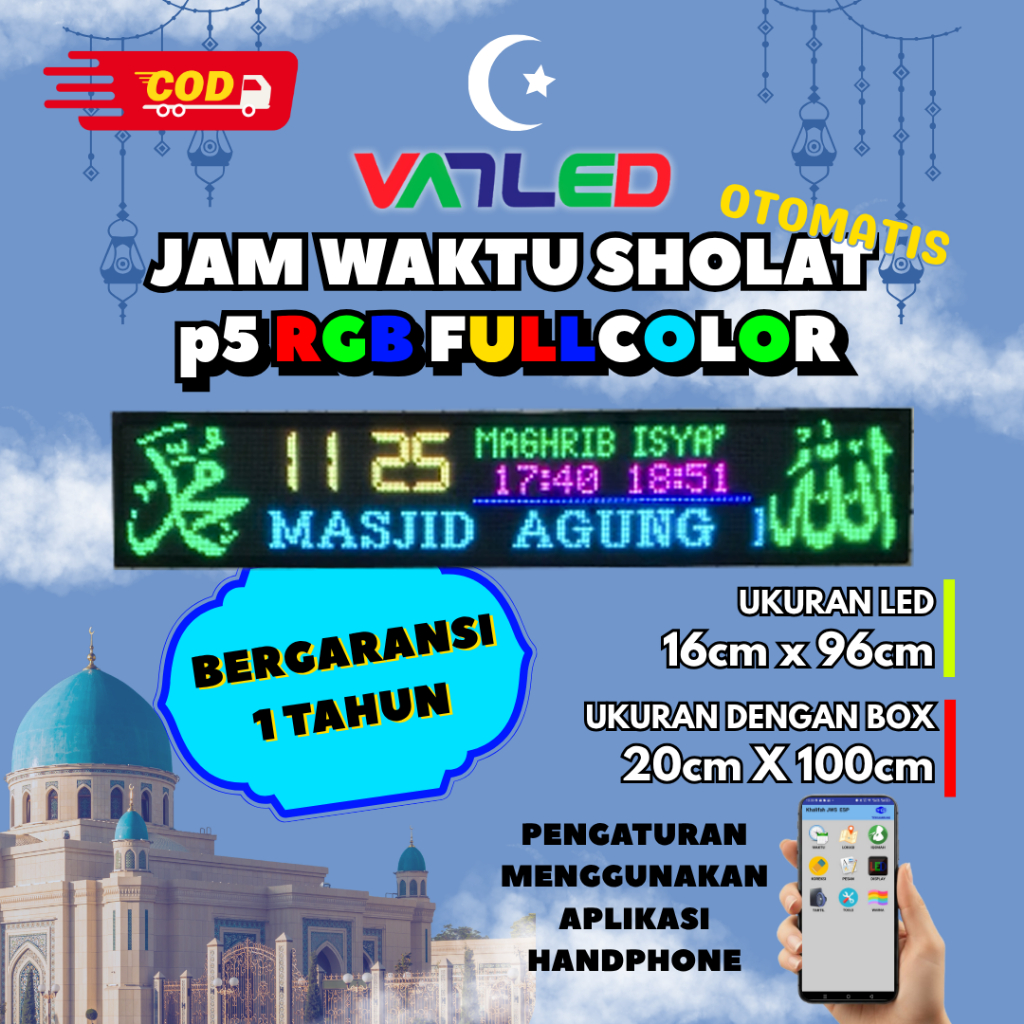 Jual Jam Sholat Masjid Running Text JWS Jadwal Sholat Solat Digital ...