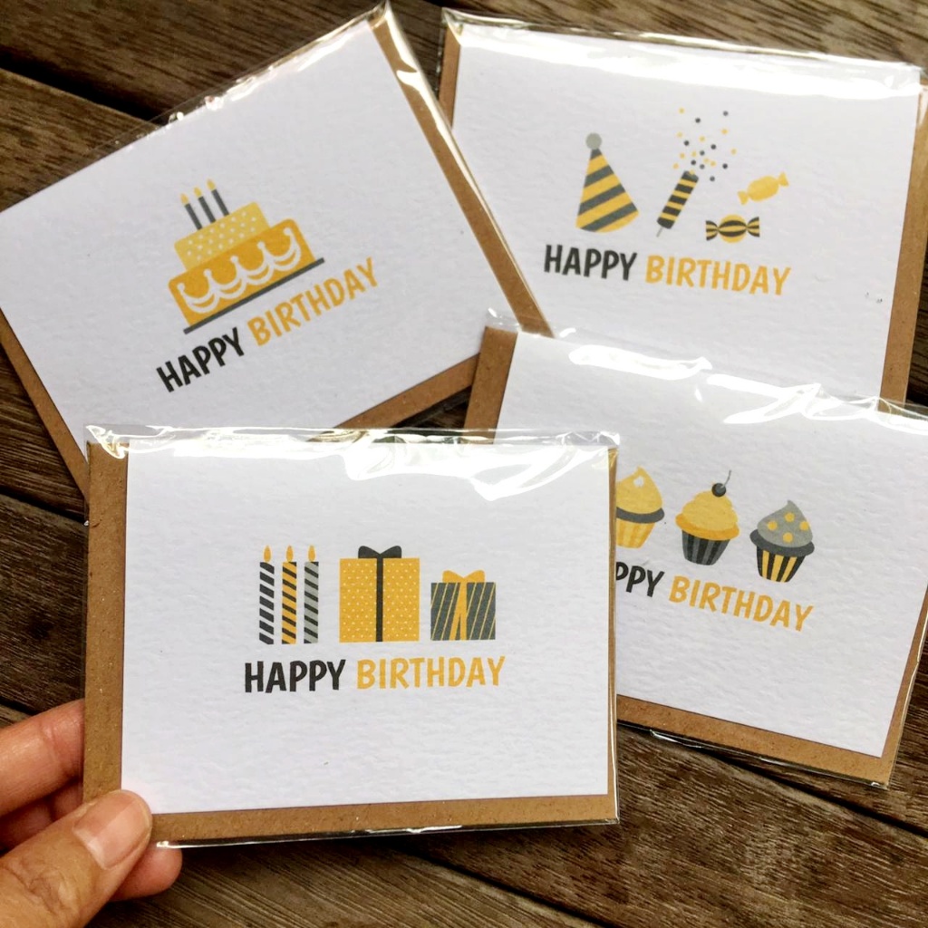 Jual 1 PACK Kartu Ultah Ucapan Ulang Tahun MINI Polos Kosong Blank ...