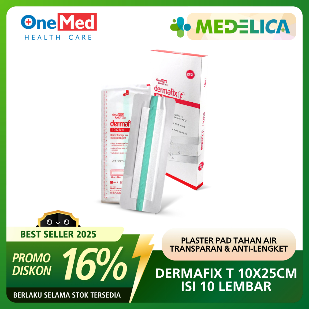 Jual Plester Luka Besar DERMAFIX T 10 x 25cm Isi 10pcs ONEMED | Plester ...