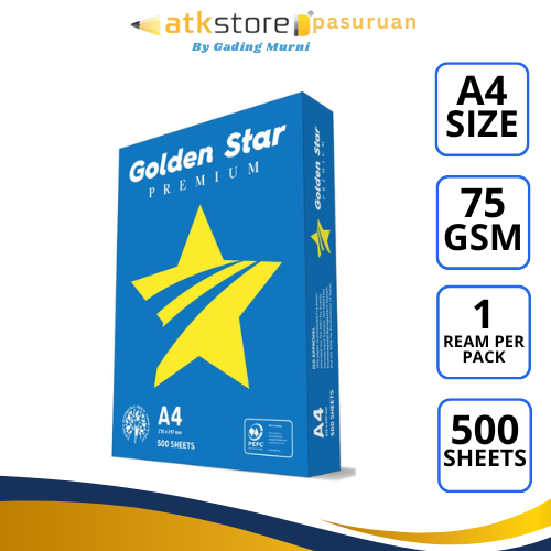 Jual Golden Star Kertas HVS A4 75gr 500 Lembar / Kertas Print ...