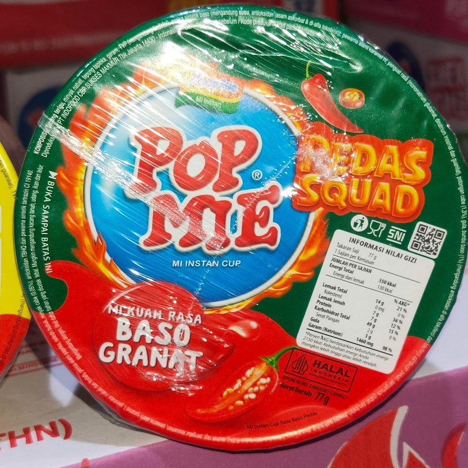 Jual Indomie Pop Mie Pedas Squad Mi Kuah Rasa Baso Granat / Kari Lava ...