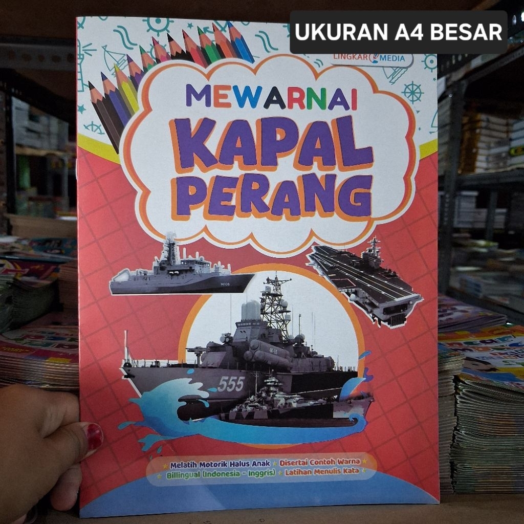 Jual Buku mewarnai KAPAL PERANG ukuran A4 besar | Shopee Indonesia