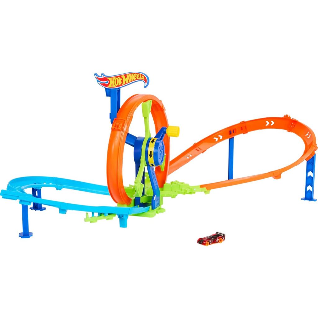 Jual Hot Wheels Toy Car Track Set, Launch and Loop Playset & 1:64 Scale ...