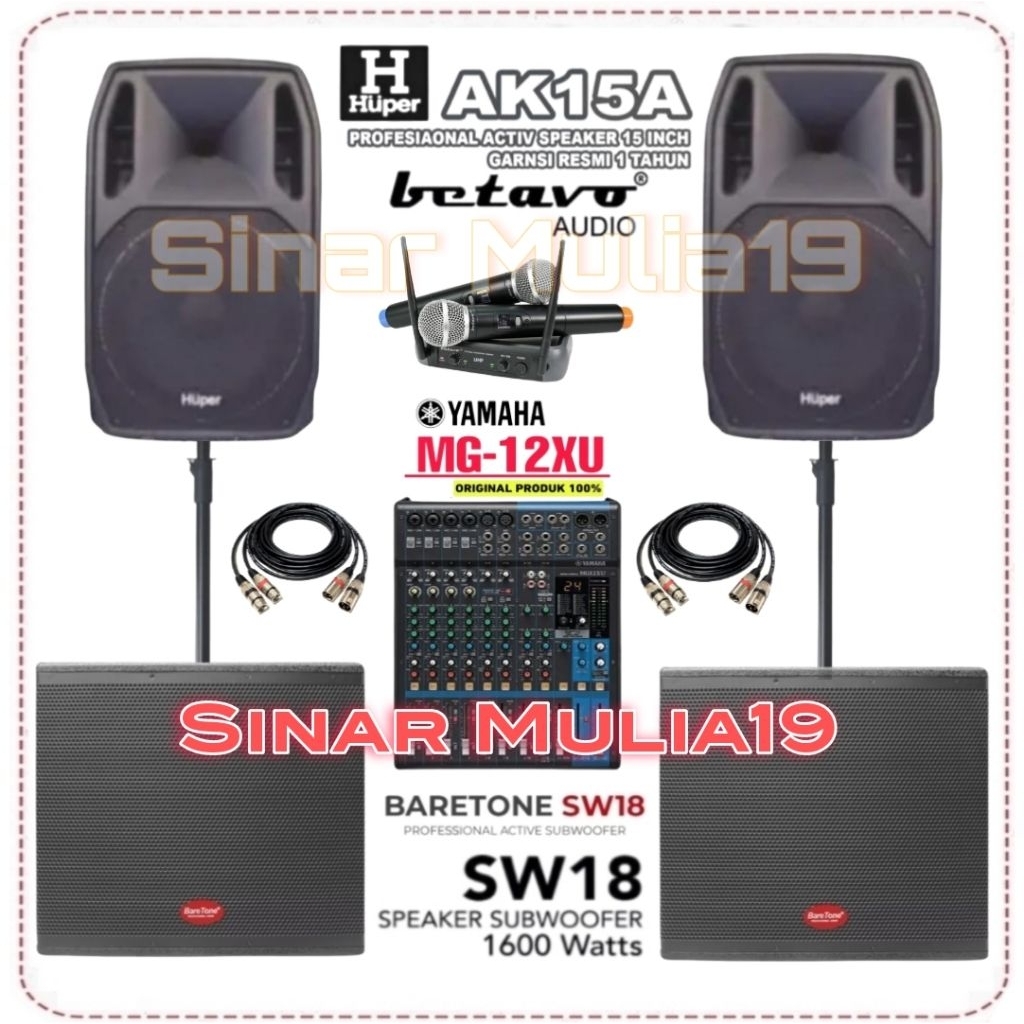 Jual Paket Sound System Huper AK15A Subwoofer BareTone SW18 Mixer ...