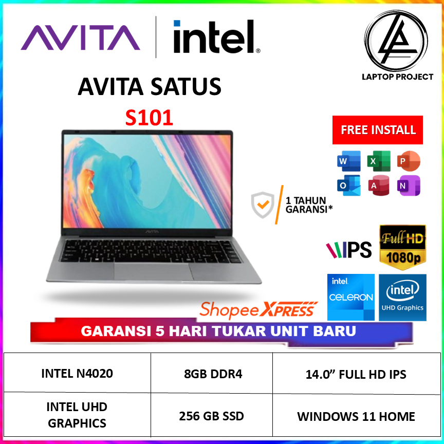 Jual Laptop Murah AVITA SATUS S101 Intel N4020 RAM 8GB SSD 256GB 14 ...
