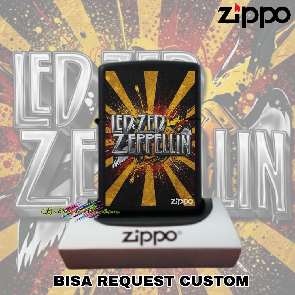 Jual ZIPPO CUSTOM ZIPPO BLACK MATTE CUSTOM PRINT UV LED ZED ZEPPELLIN ...
