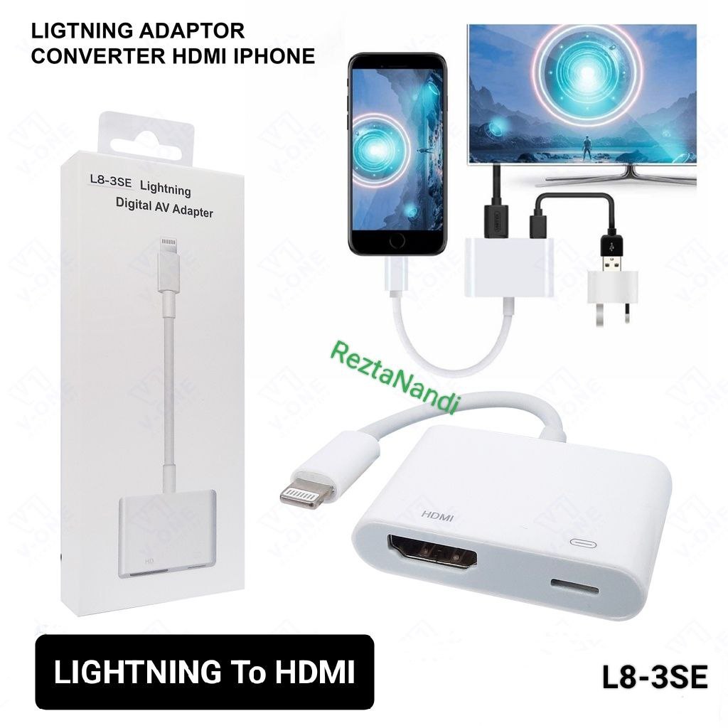 Jual Adapter LIGHTNING To HDMI L8 3SE Converter iPad iPhone To Monitor ...