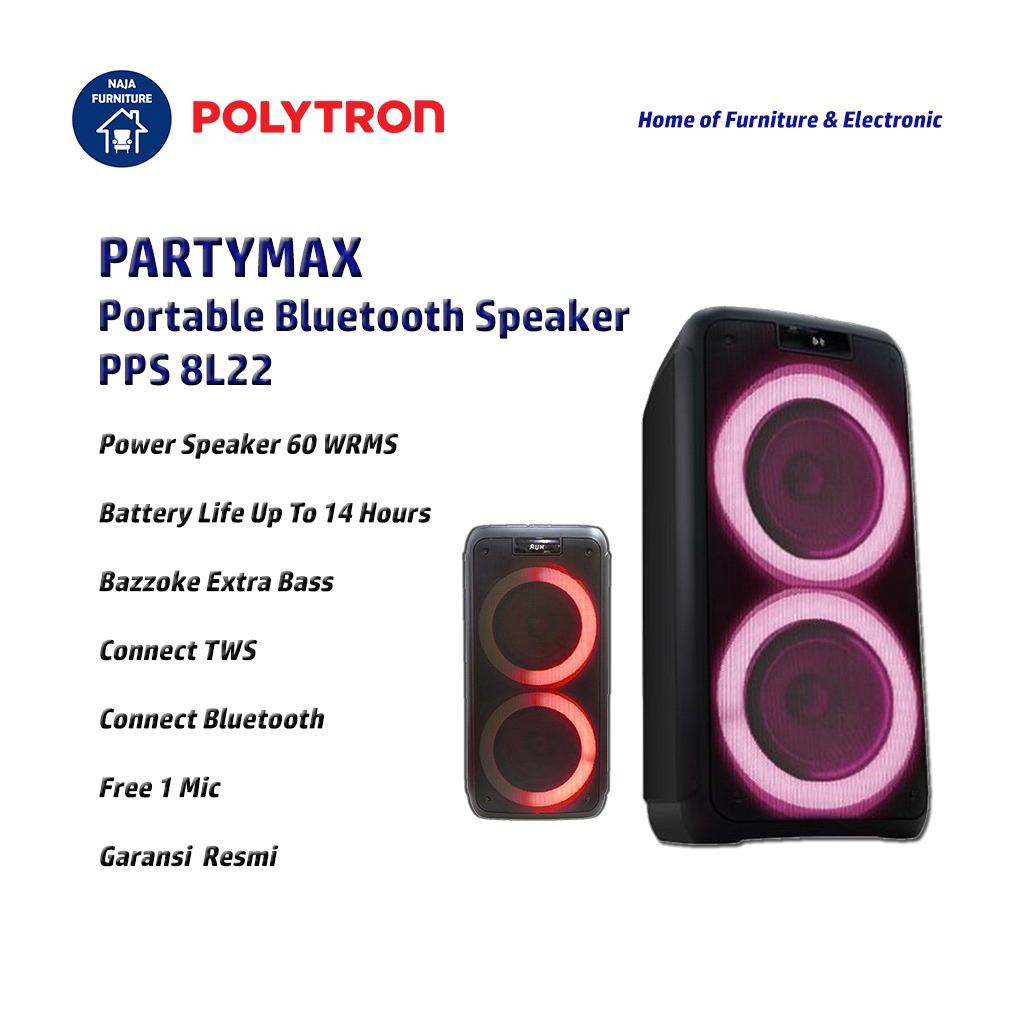 Jual POLYTRON Party Speaker Bluetooth Karaoke | Speaker Portable ...