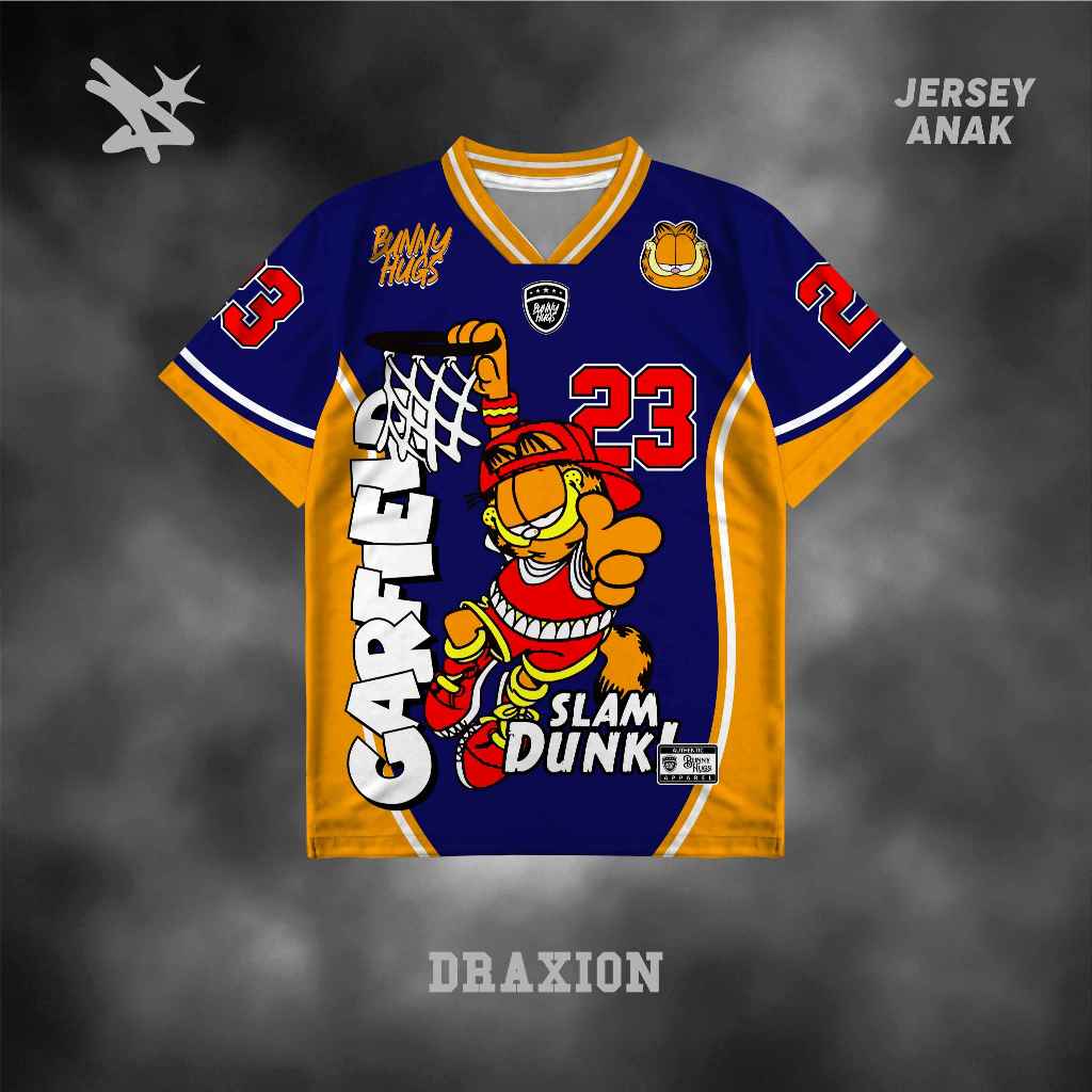 Jual DRAXION Jersey Anak Kartun Garfield Number 23 Bahan Dry Fit Untuk ...