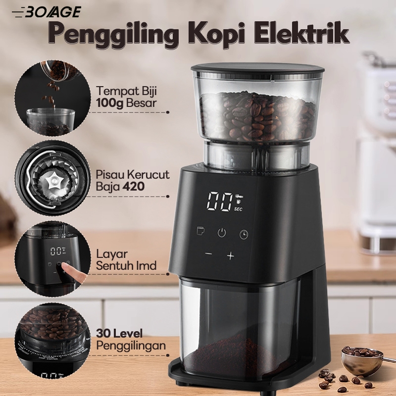 Jual 30AGE Electric Coffee Grinder Atas Gelingan Kopi Anti-Serbuk ...