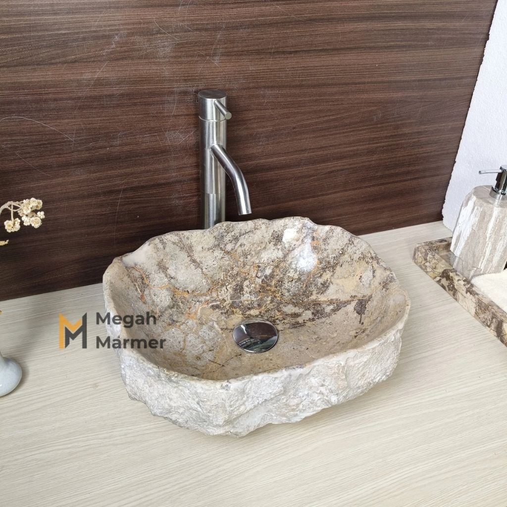 Jual Megah Marmer | Wastafel Marmer Erosi Bentuk Natural Bermotif ...