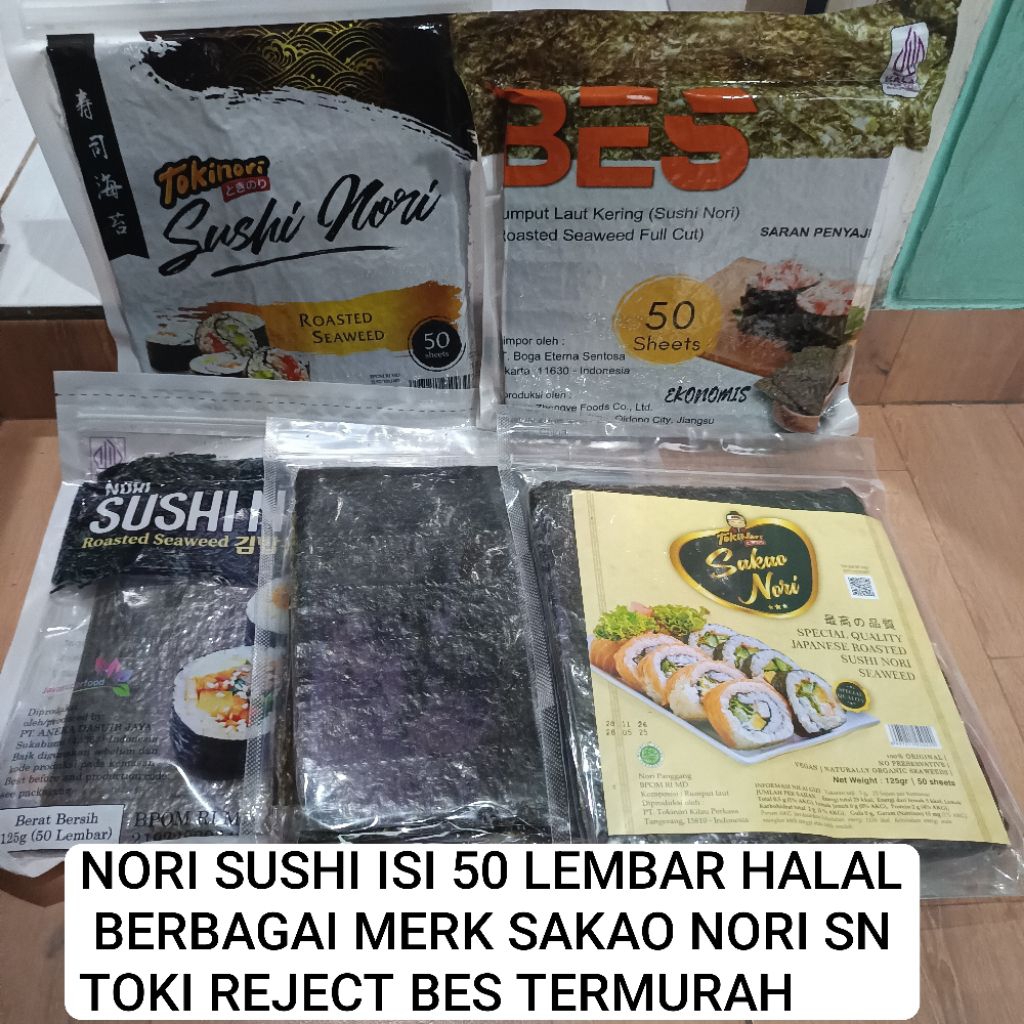 Jual PROMO SUSHI NORI ORIGINAL ISI 50 LEMBAR HALAL ROASTED TOKINORI ...
