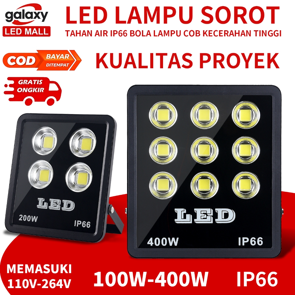 Jual (KUALITAS PROYEK) lampu sorot led tembak lapangan outdoor 100w ...