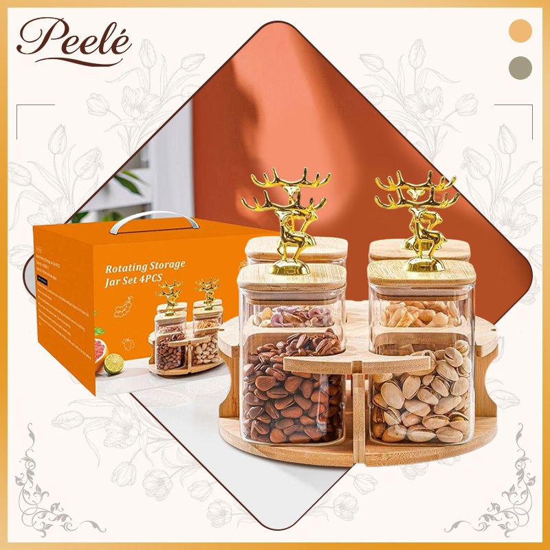 Jual Peele Toples Tutup Kayu Set 4pcs Design Aesthetic Classic Storage ...