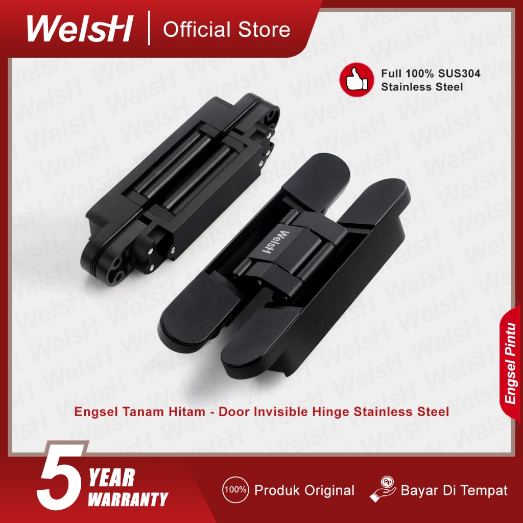 Jual WELSH Engsel Tanam Pintu Engsel Concealed Invisible Hinges Black ...