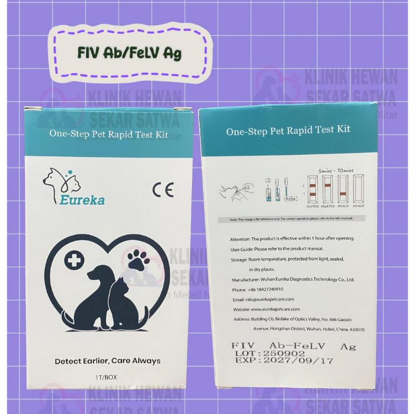 Jual Eureka One-Step Pet Rapid Test Kit FIV ab/FeLV Ag (Feline ...