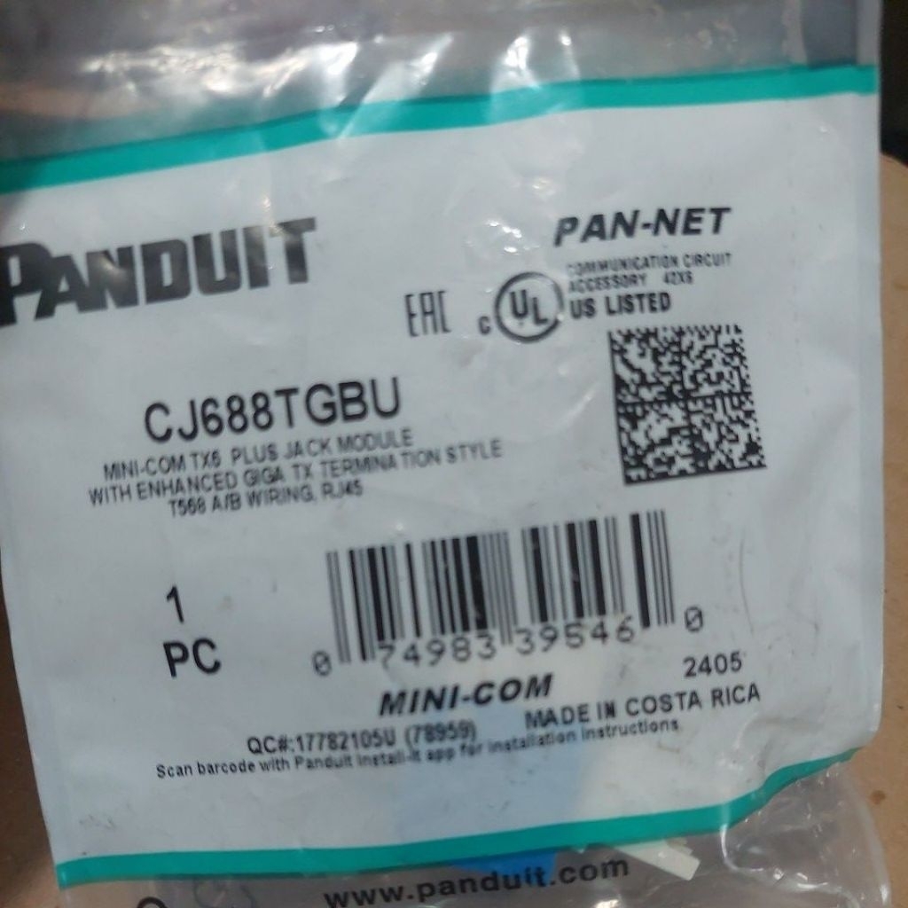 Jual Modular jack Panduit CJ688TGBU RJ45 Cat 6 Blue TX6 Plug Jack ...