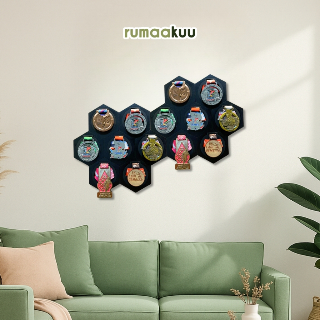 Jual Rumaakuu Tempat Medali Tempel Hexagon 1 pcs– Display Medali ...