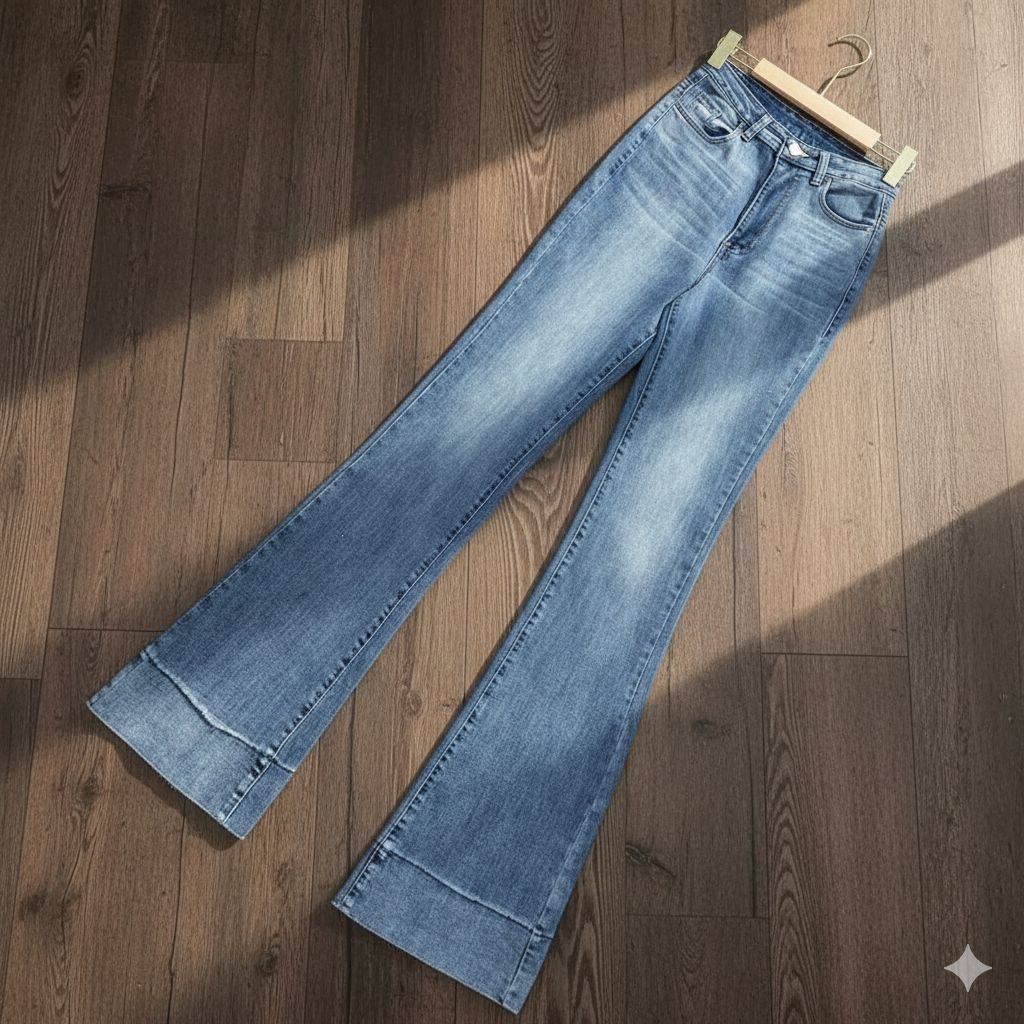Jual Jennie-HighWaist Cutbray Jeans Celana Flare Panjang Stretch Wanita ...