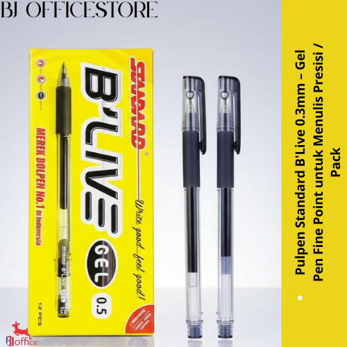 Jual Pulpen Standard B’Live Gel 0.3 & 0.5 – Fine Tip Gel Pen / Per Pack ...