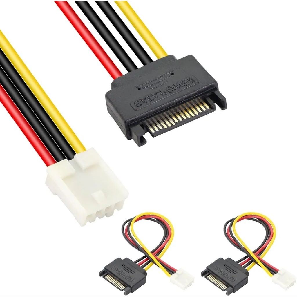 Jual Kabel 15-Pin Sata Male to Small 4Pin IDE Floppy Female Hard Drive ...