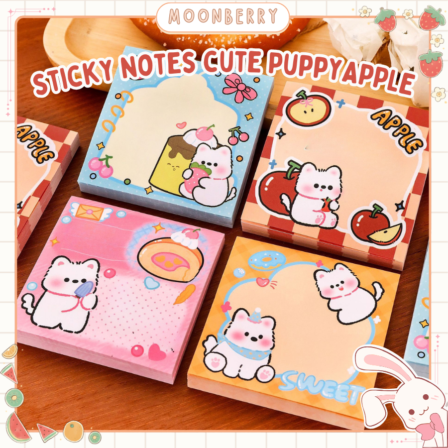 Jual Sticky Notes Motif Cute Puppy Apple Hewan Lucu Kawaii Isi 50 ...