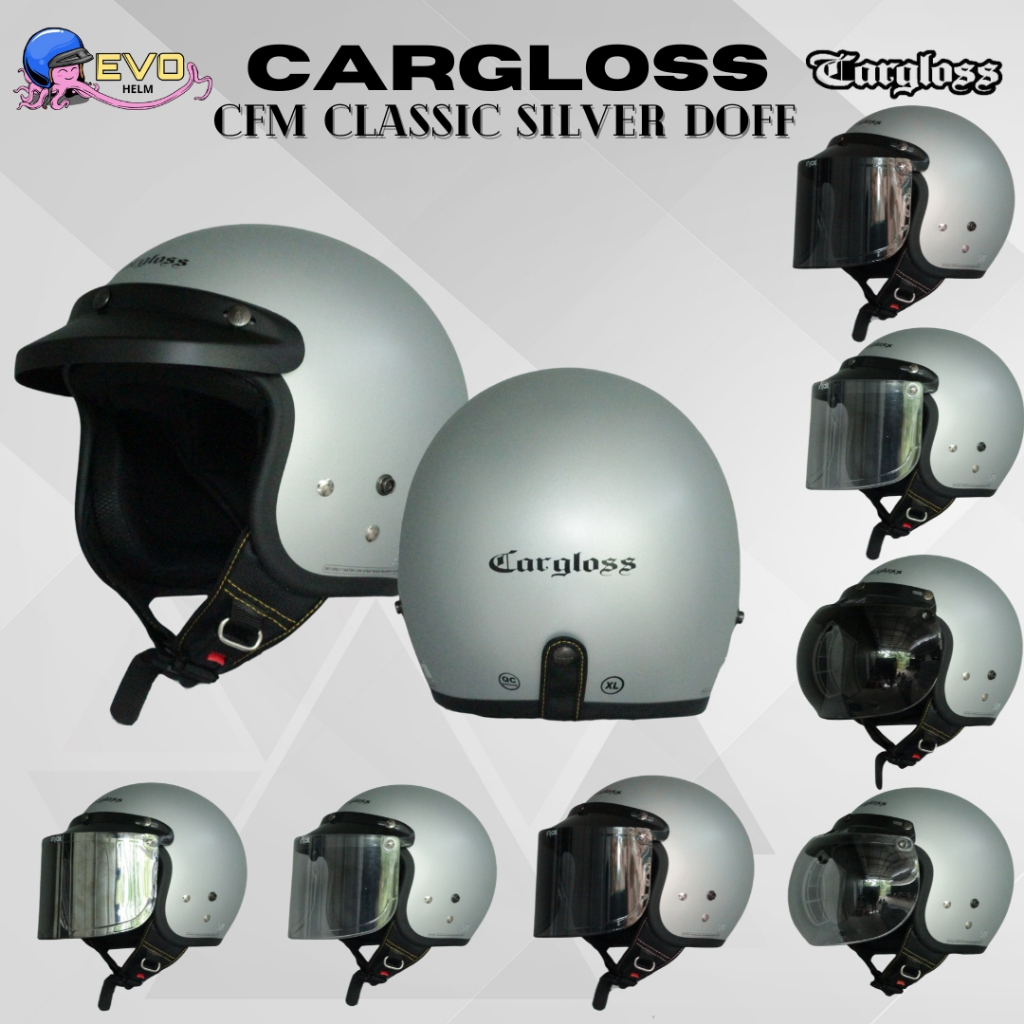 Jual HELM CARGLOSS CFM RETRO HALF FACE - CLASSIC SILVER DOFF PAKET KACA ...