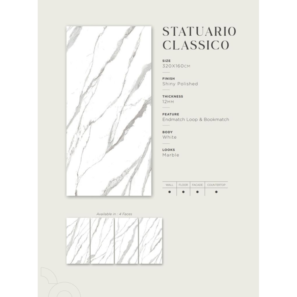 Jual Granit Quadra Statuario Classico uk 320x160cm | Shopee Indonesia