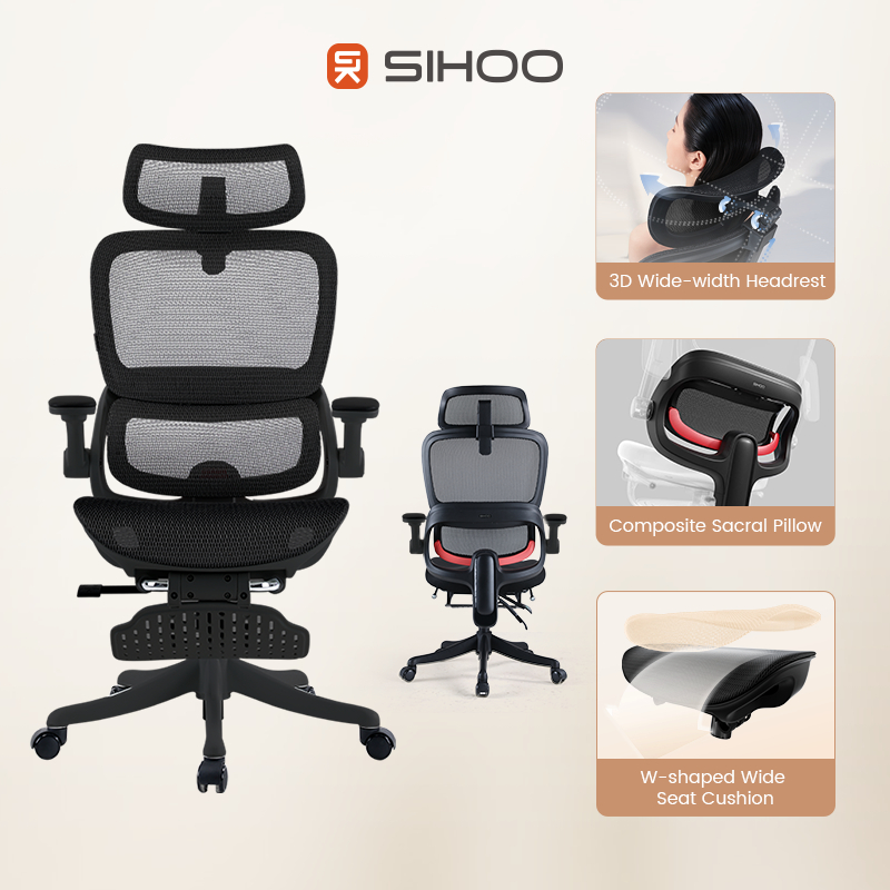 Jual SIHOO Office Chair B100 Series Hitam Kursi Kerja Kantor Ergonomic ...