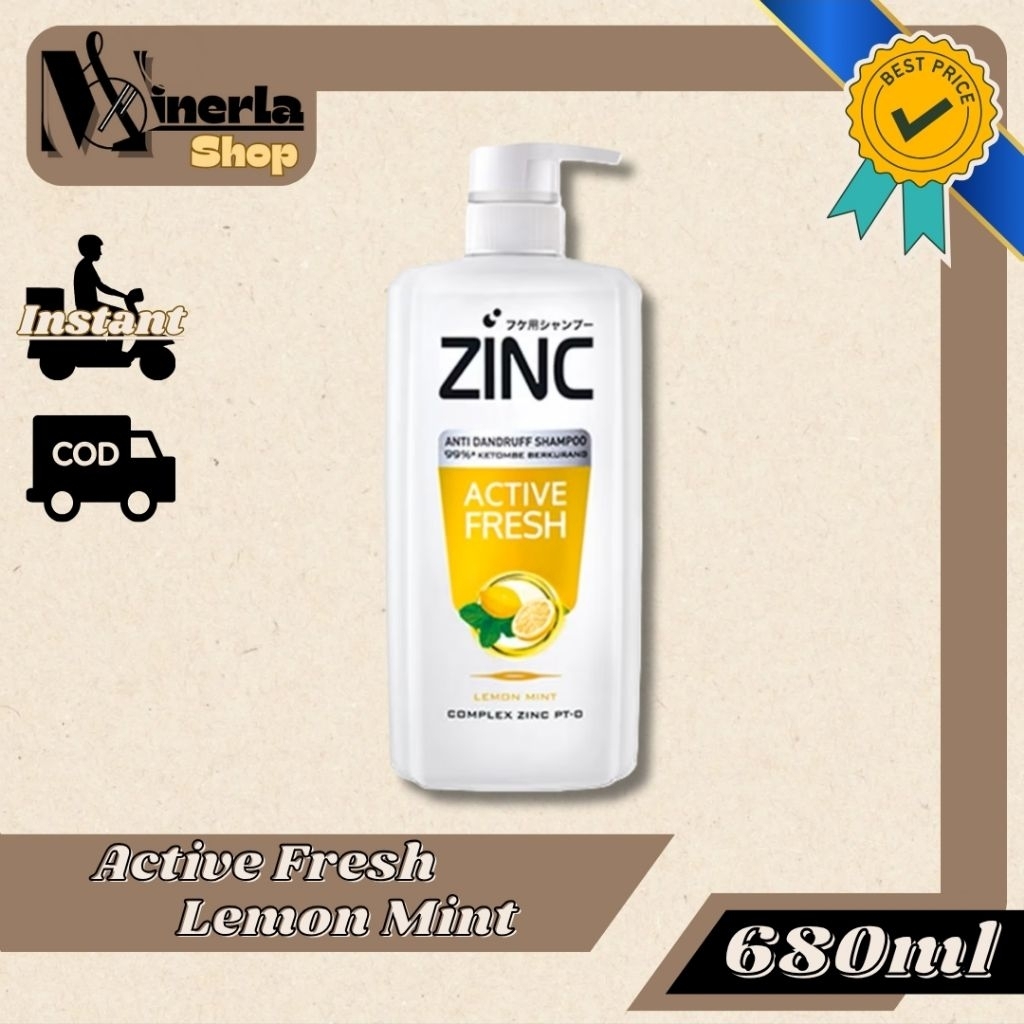 Jual Zinc Shampoo Kuning Active Fresh Lemont Mint Botol 680ml | Shopee ...