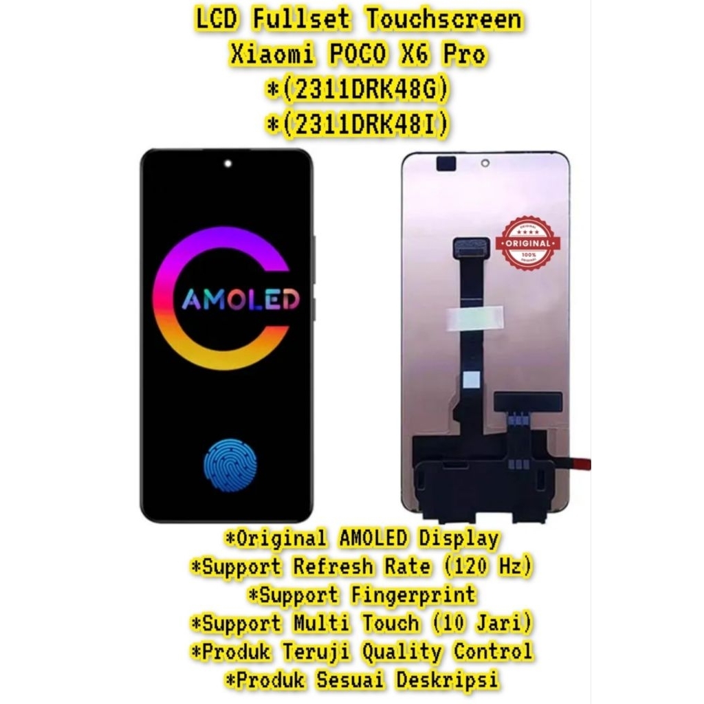 Jual LCD Fullset Touchscreen Xiaomi Poco X6 Pro (5G) (AMOLED 120 Hz ...