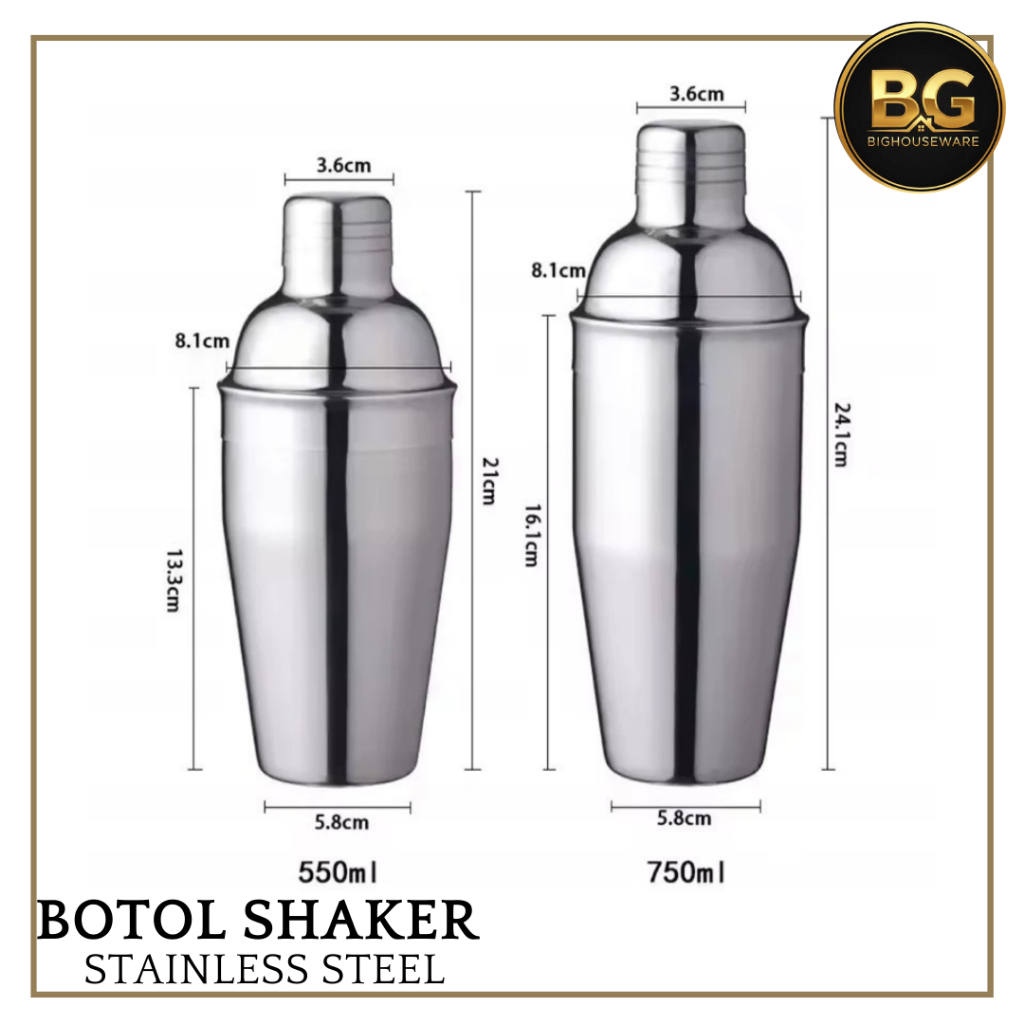 Jual BG - Botol Shaker Stainless / Cocktail Shaker 550ML 750ML | Shopee ...