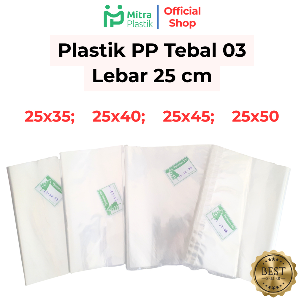 Jual Plastik PP Lebar 25 Tebal 03 25x35 25x40 25x45 25x50 Kantong ...