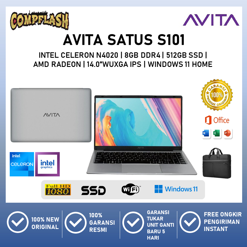 Jual AVITA SATUS S101 Intel Celeron N4020 8GB 256GB W11 14.0 SILVER ...