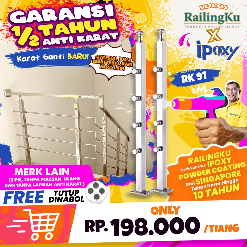 Jual Railingku x Ipoxy Railing Tangga Pipa Jari Jari Minimalis Tiang ...