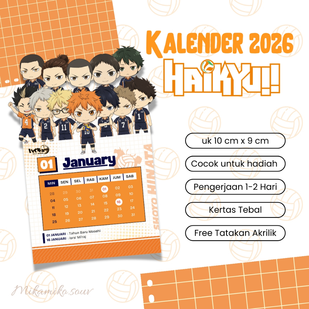 Jual Kalender Meja 2026 Tema Haikyuu Anime Manga Chibi Version Kalender ...