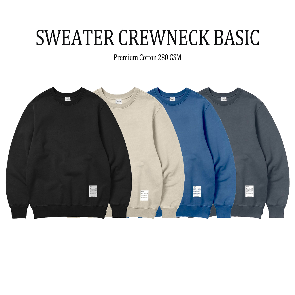 Jual SWEATER POLOS HITAM CREWNECK OVERSIZE BASIC POLOS UNISEX PRIA ...
