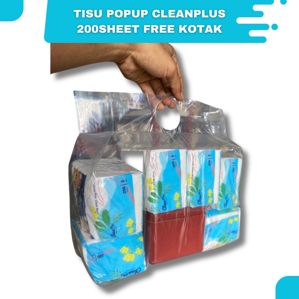 Jual Tissue cleanplus pop up 200 sheet 1 TENTENG isi 6pcs FREE KOTAK ...