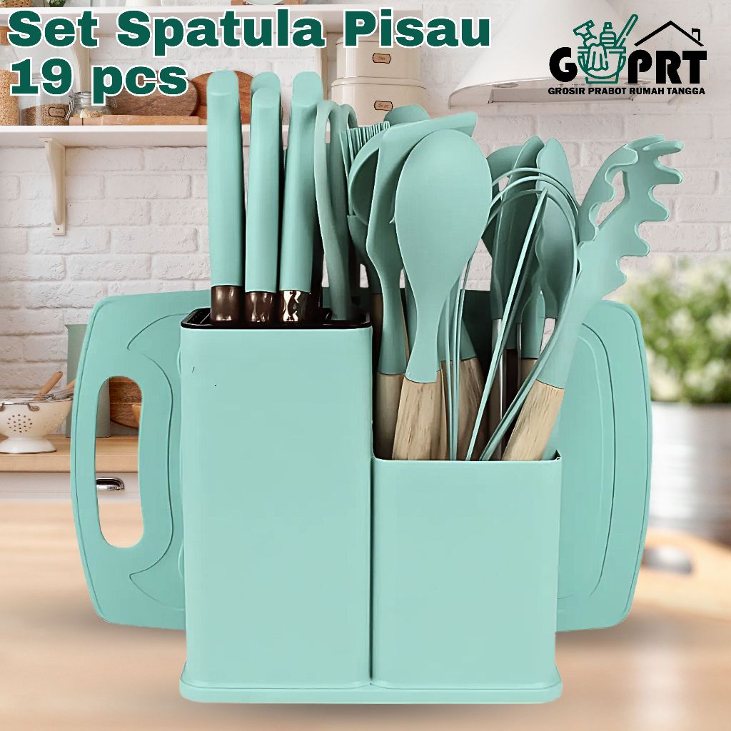 Jual GPRT Spatula Set Alat Dapur 19 IN 1 Kitchen Set Silikon Tahan ...