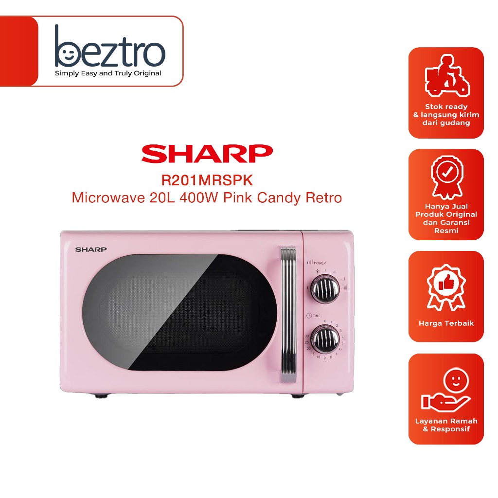 Jual Sharp R201MRSPK - Microwave Oven Retro Design 20L 400W Pink Candy ...