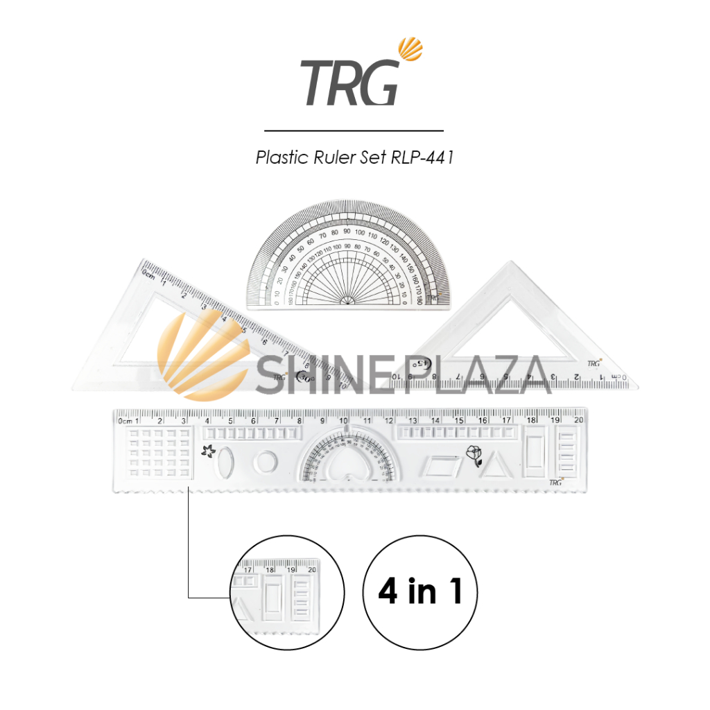 Jual TRG Plastic Ruler Set 20cm RLP-441 - Paket Penggaris Plastik ...