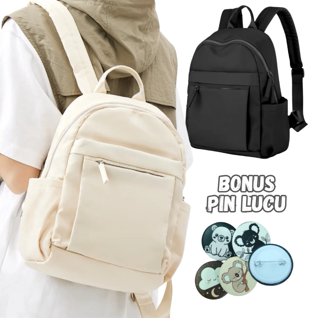 Jual Zerie Tas Ransel Wanita Polos Aesthetic Untuk Kuliah Atau ...