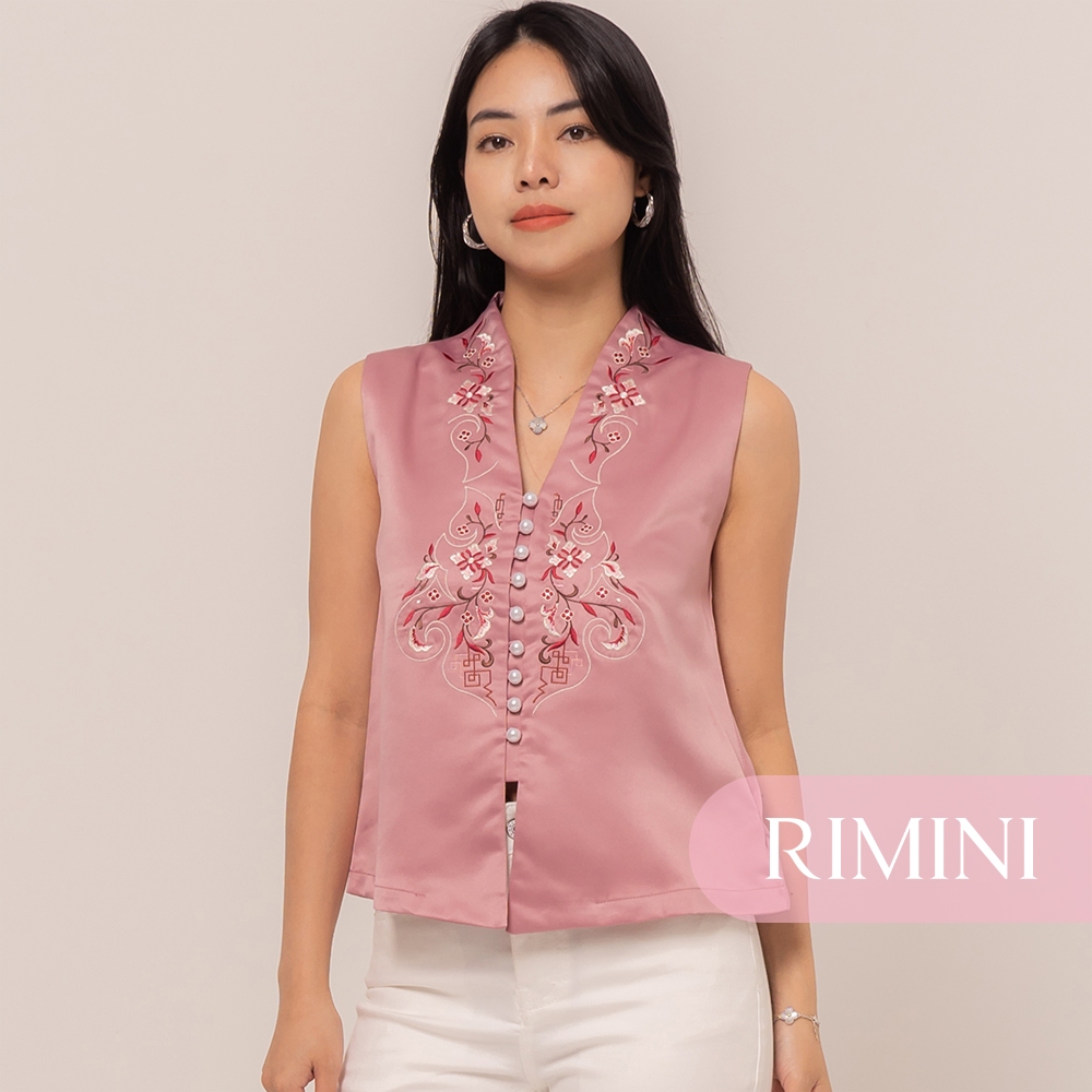 Jual RIMINI - Atasan Cheongsam Tanpa Lengan Embroidery Sleeveless Size ...