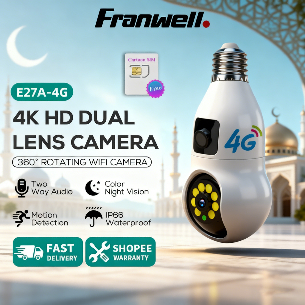 Jual Gratis SIM Franwell 4G CCTV Kamera Dual Lensa 8MP Night Vision ...