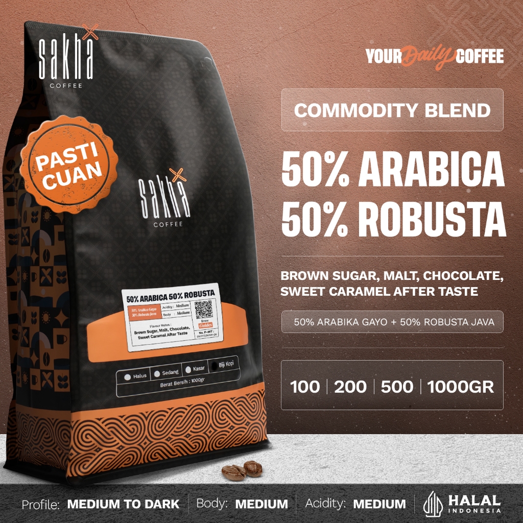 Jual BIJI KOPI 50% ARABICA Ekonomis Espresso Blend By Sakha Coffee ...
