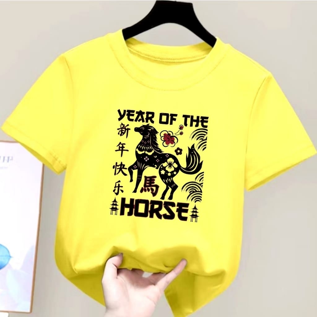 Jual Baju imlek sio Kuda tahun 2026 Kuda hitam2/KAOS CNY 2026 Shio Kuda ...