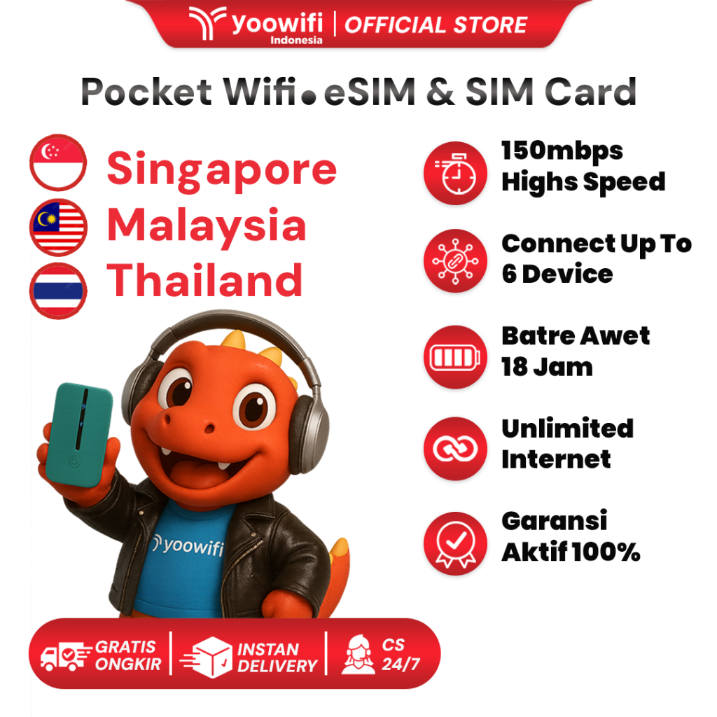 Jual eSIM Roaming Pocket Wifi Singapore Malaysia Thailand True ...