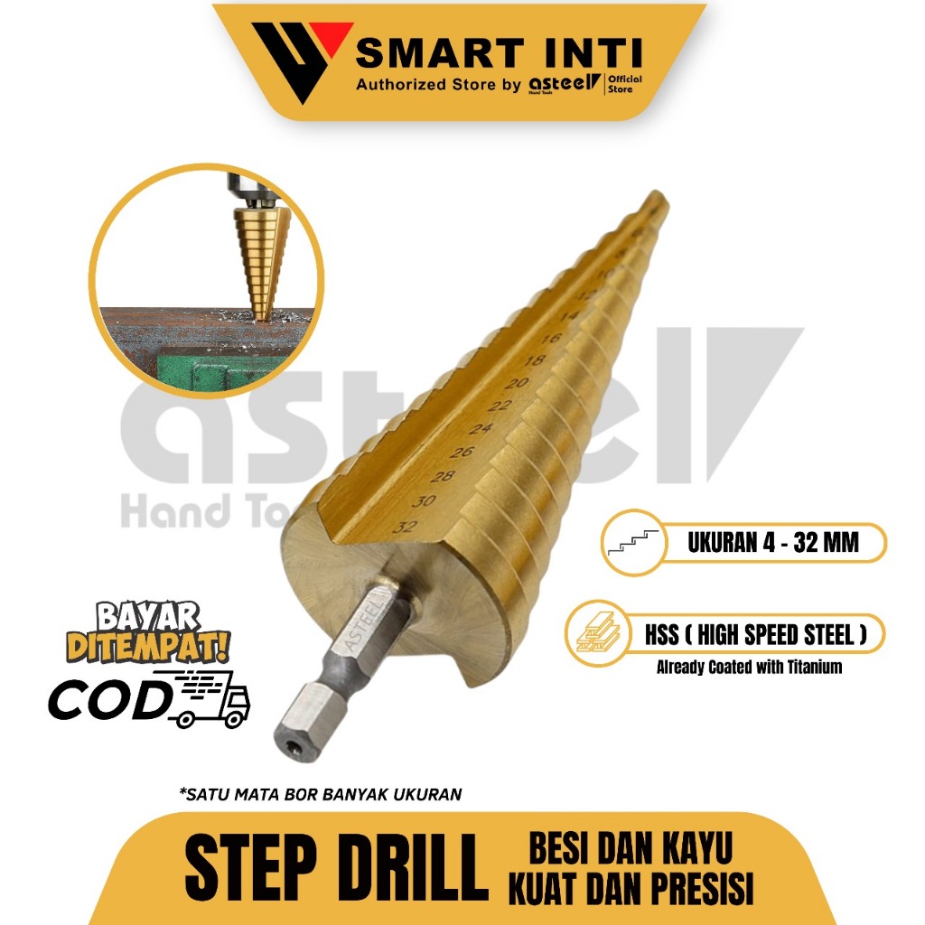 Jual Step Drill Mata Bor Pagoda HSS 4-32mm Bor Besi Kayu Multi Cone ...