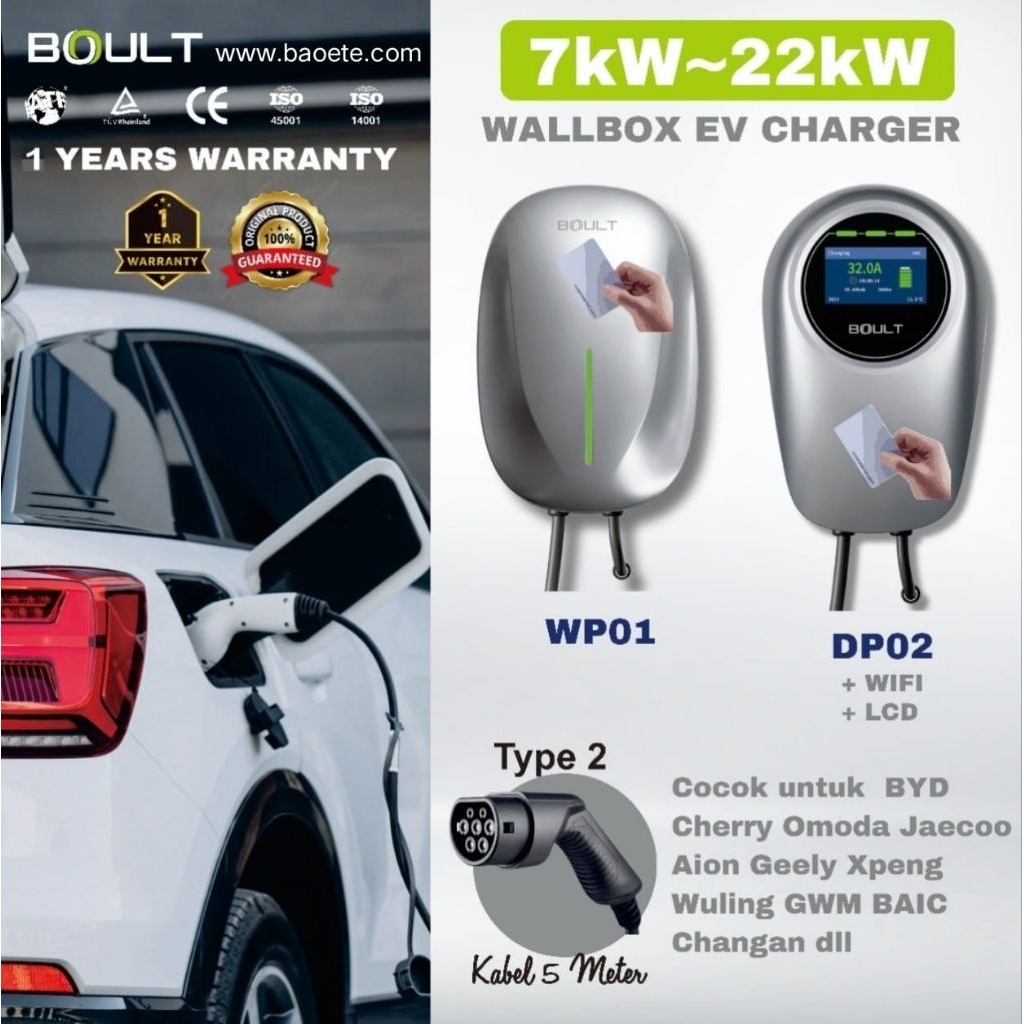 Jual BOULT Wall Mount EV Charger Mobil Listrik BYD Chery Jaecoo Omoda ...
